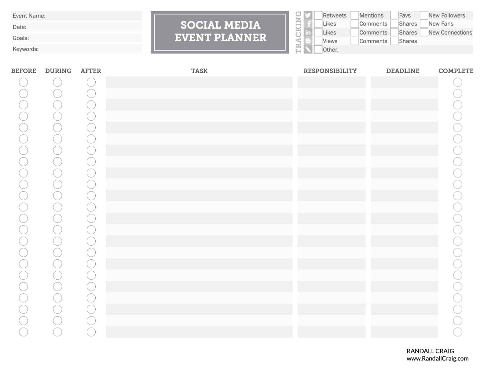 Social Media Planning Calendar And Social Planning Templates